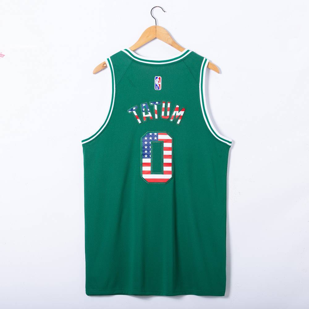 Camiseta Jayson Tatum #0 Boston Celtics Edicion 75 Aniversario Bandera ...
