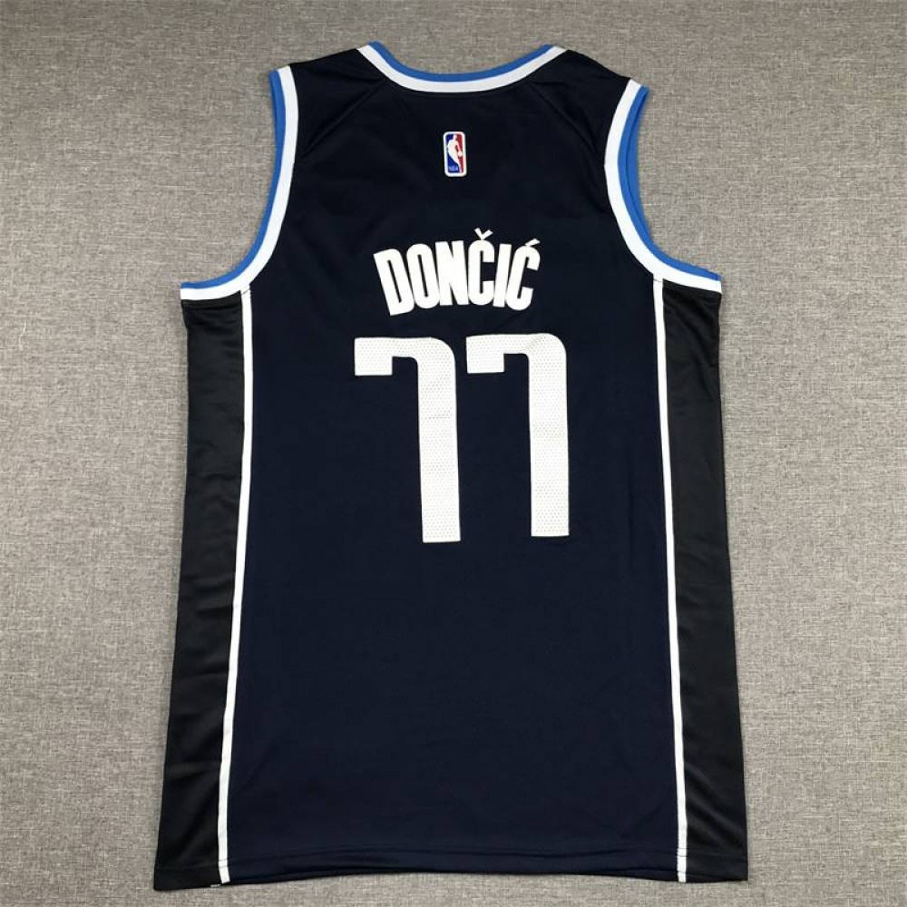 Camiseta Luka Doncic #77 Dallas Mavericks Azul Negro Statement Edition ...